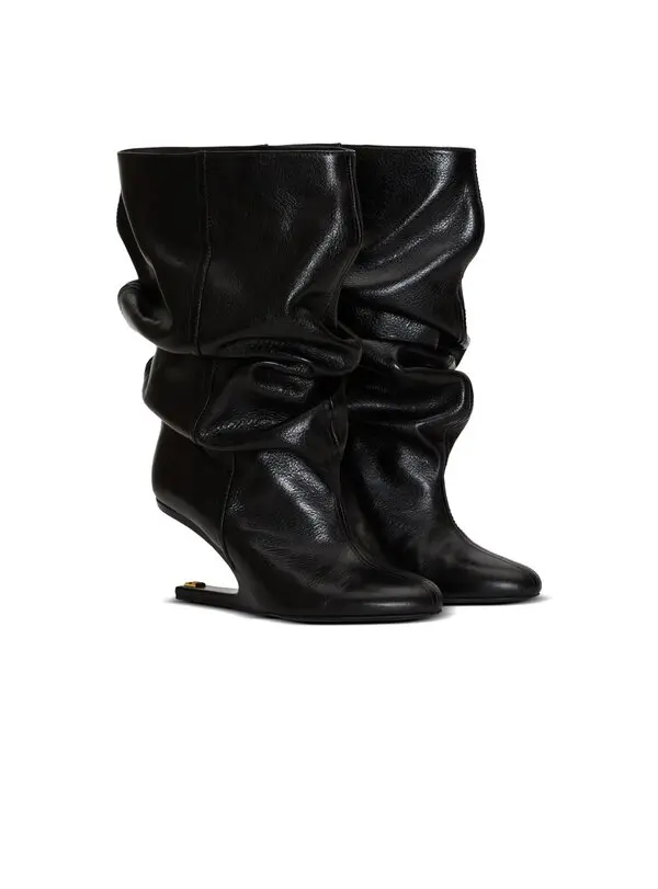 Balmain Textured Leather Ankle Boots