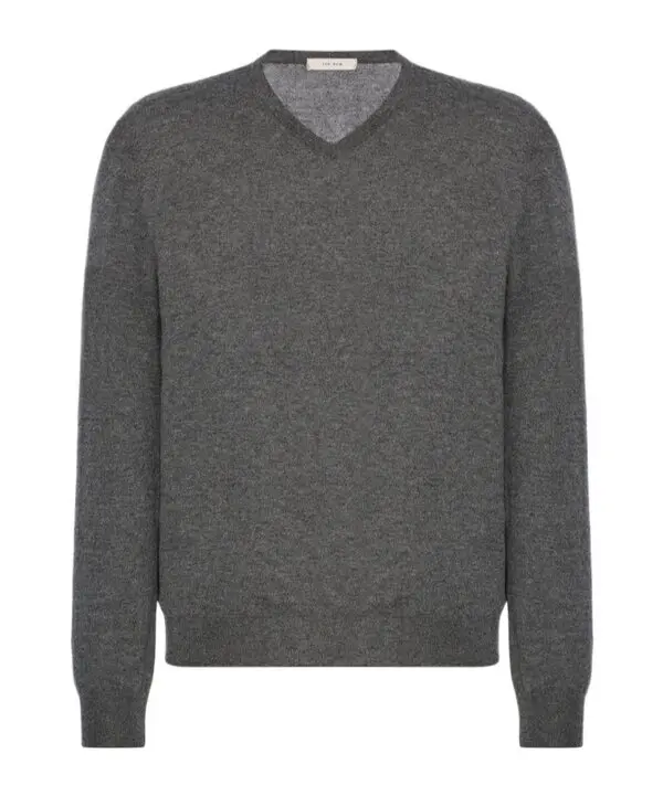 THE ROW Mapple V-neck Long-sleeve Top - Grey