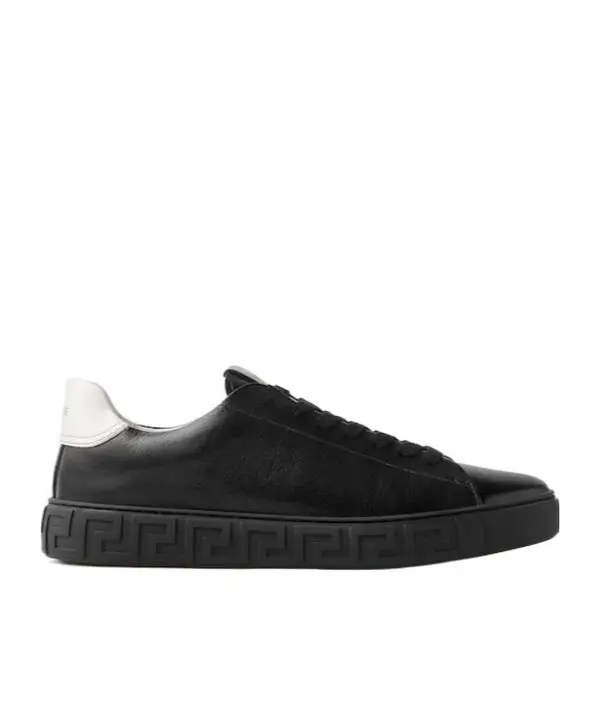 Versace Greca Leather Sneakers - Black
