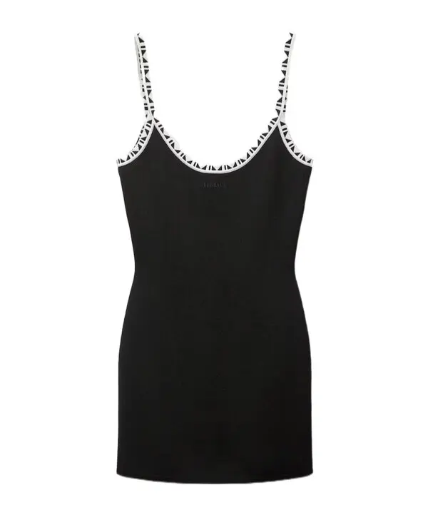 Versace Stretch Viscose Jacquard Mini Dress - Black
