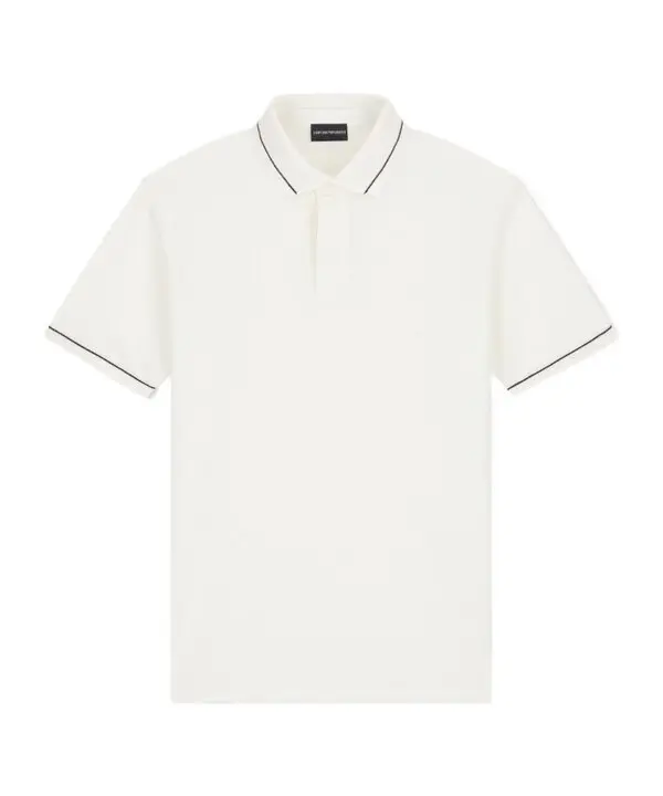 Emporio Armani Contrast-trim Buttoned Polo Shirt - White