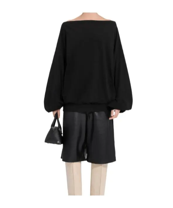 MAISON MARGIELA Oversized Off-shoulder Long Sleeve Top - Black