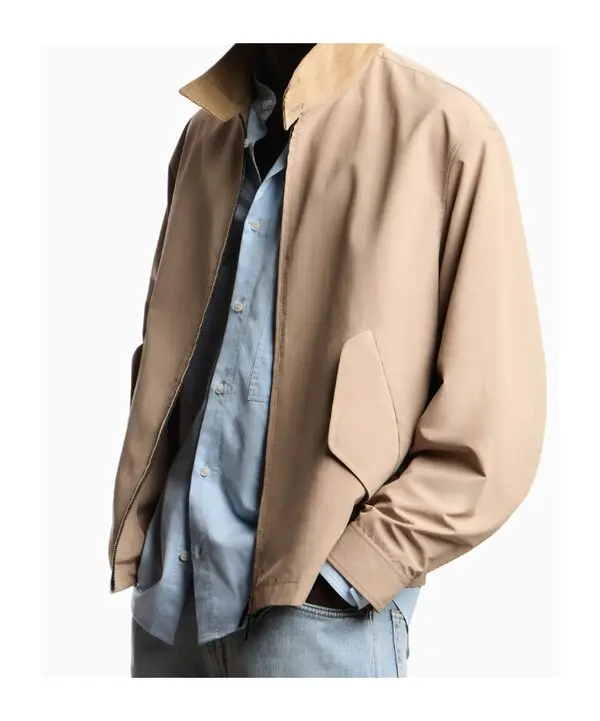 Emporio Armani Regular Fit Blouson Jacket In Plain Fabric With Cotton Panels