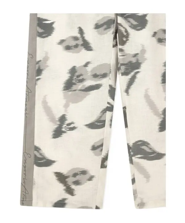 Emporio Armani Linen Floral Print Trousers - White