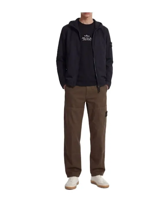 Stone Island Nylon Zip-up Hooded Jacket With Logo Patch
