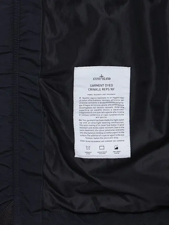 Stone Island Nylon Zip-up Hooded Jacket With Logo Patch