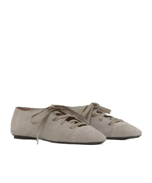 Emporio Armani Suede Lace-up Square-toe Flats