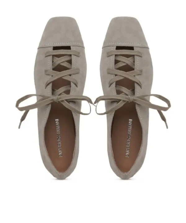 Emporio Armani Suede Lace-up Square-toe Flats