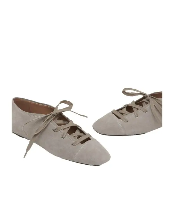 Emporio Armani Suede Lace-up Square-toe Flats