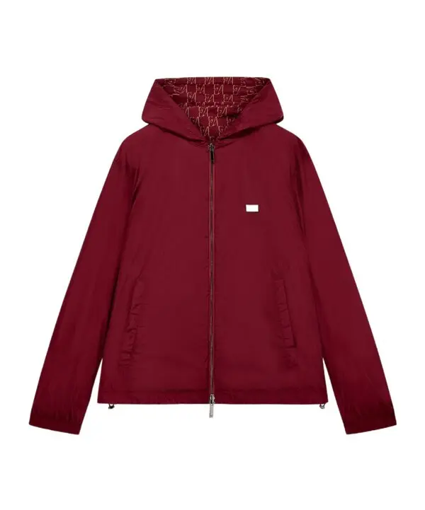 Emporio Armani Hooded Blouson Jacket With All-over Print Lining - Red