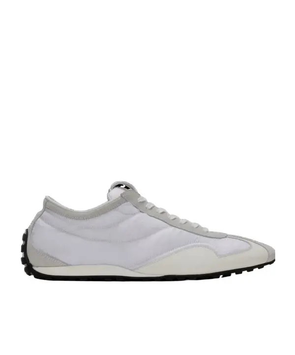 Balmain Racing Low Trainers In Nylon And Leather - Gray