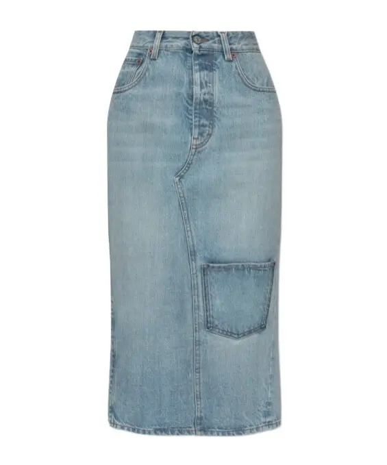 MAISON MARGIELA Logo Patch Denim Skirt - Blue