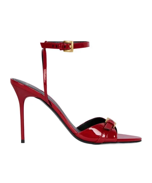 Balmain Anthem Sandals In Smooth Calfskin Leather - Red