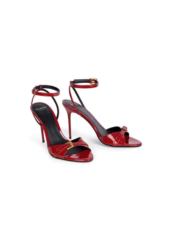 Balmain Anthem Sandals In Smooth Calfskin Leather
