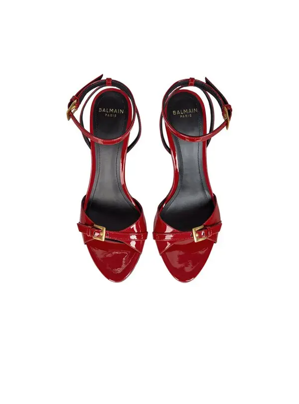 Balmain Anthem Sandals In Smooth Calfskin Leather