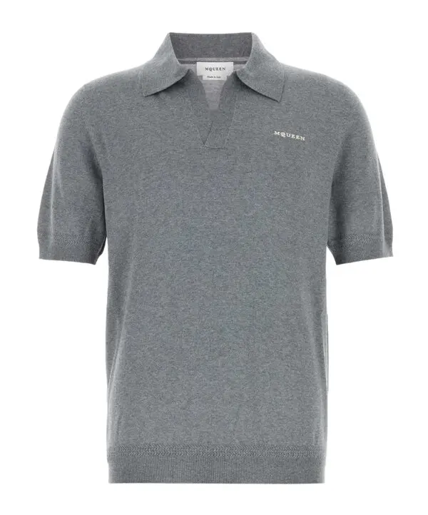 Alexander McQueen Logo-embroidered Short-sleeve Top - Gray