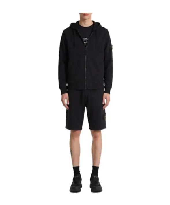 Stone Island Logo Cotton Zip Hoodie