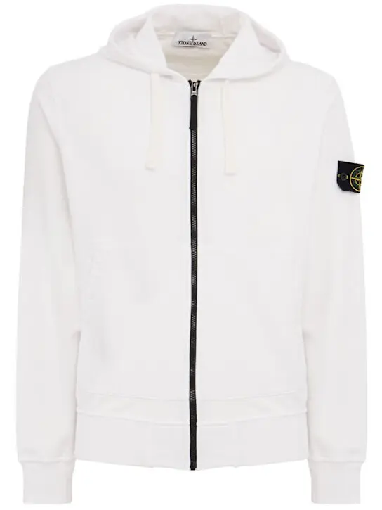 Stone Island Logo Cotton Zip Hoodie