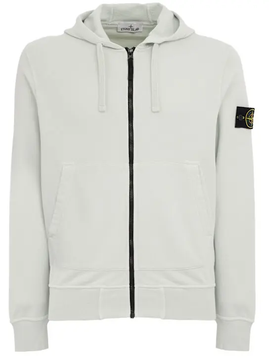 Stone Island Logo Cotton Zip Hoodie