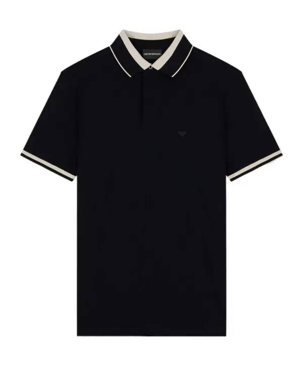 Emporio Armani Polo Shirt With Regular Fit In Cotton Pique - Black