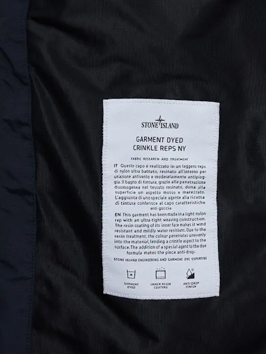 Stone Island Logo Patch Nylon Zip-up Hooded Jacket