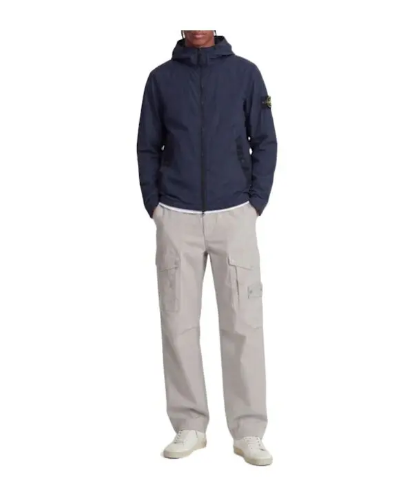 Stone Island Logo Patch Nylon Zip-up Hooded Jacket
