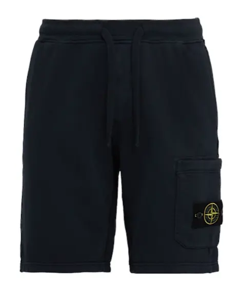 Stone Island Logo Cotton Sweat Shorts - Black