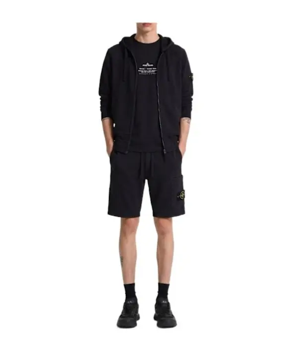 Stone Island Logo Cotton Sweat Shorts