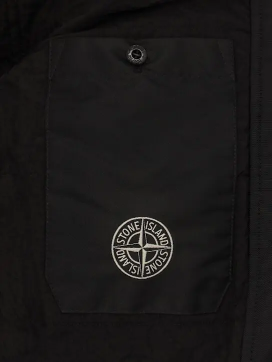 Stone Island Leather Zip-up Hooded Jacket