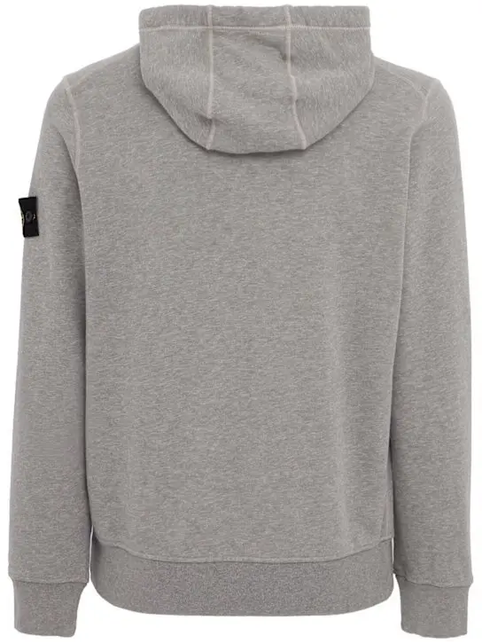 Stone Island Logo Cotton Zip Up Hoodie