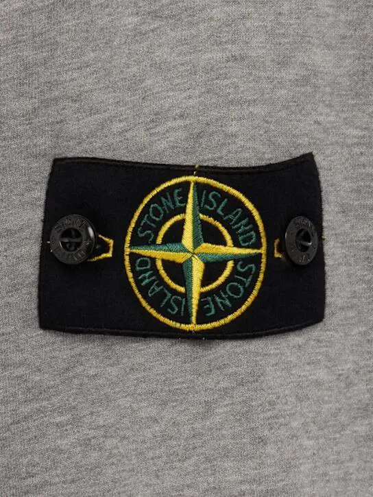 Stone Island Logo Cotton Zip Up Hoodie