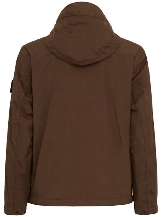 Stone Island Logo Patch Nylon Zip-up Hooded Jacket