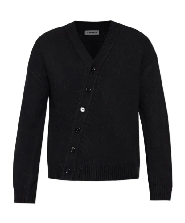 JIL SANDER Long Sleeve Cardigan - Black