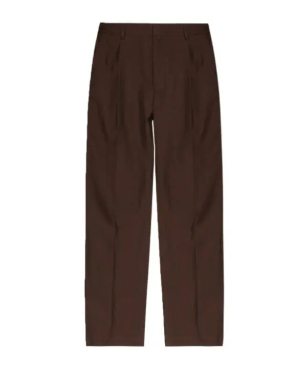 MAISON MARGIELA Wide Leg Wool Shirting Trousers With Numeric Embroidery - Brown