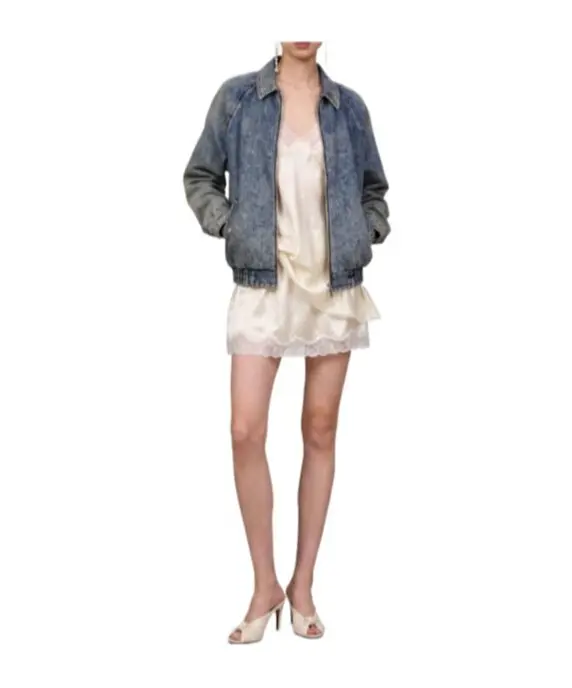 Magda Butrym Distressed Denim Zip-up Jacket