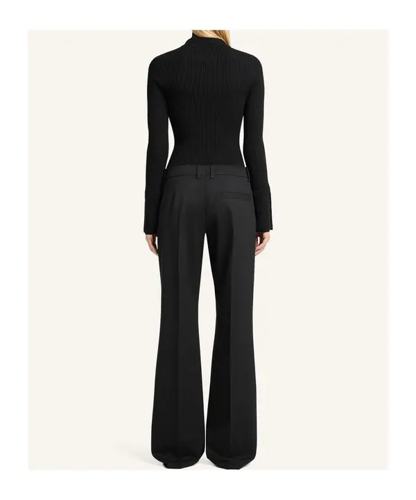 COURREGES Courrèges Ribbed Knit Polo Top With Buttoned Cuffs - Black