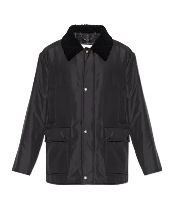 MAISON MARGIELA Jacket With Fur Collar - Black