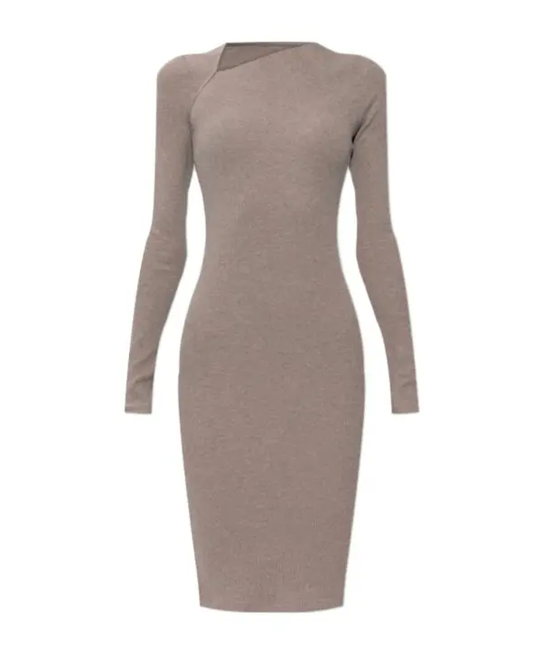 MAISON MARGIELA Asymmetrical Neckline Long Sleeve Dress - Gray