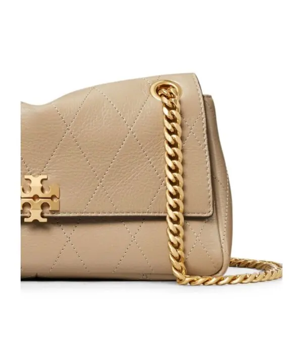 Tory Burch Small Charlie Quilted Shoulder Bag - Soft Cement
