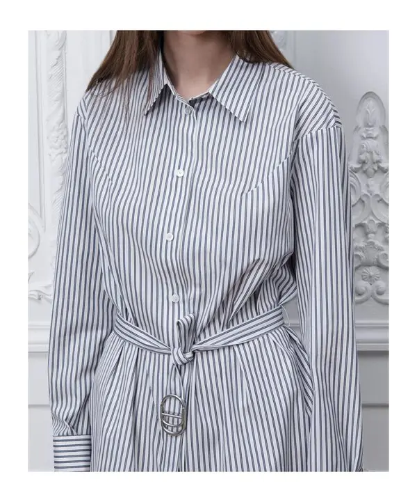 Dior Striped Shirtdress With Belted Waist