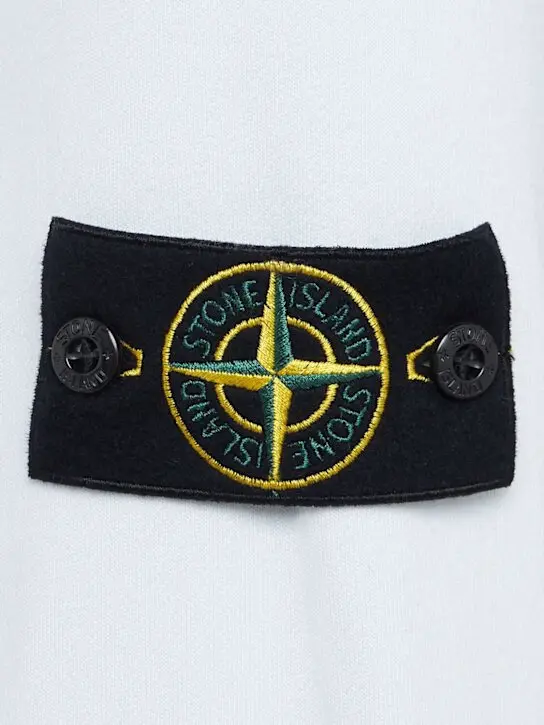 Stone Island Logo Cotton Crewneck Sweatshirt - White