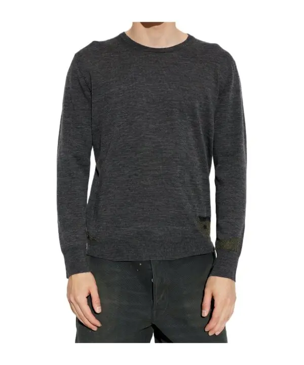 MAISON MARGIELA Crew Neck Wool Sweater With Geometric Appliqués