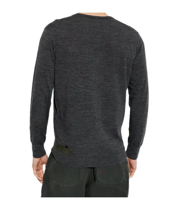 MAISON MARGIELA Crew Neck Wool Sweater With Geometric Appliqués