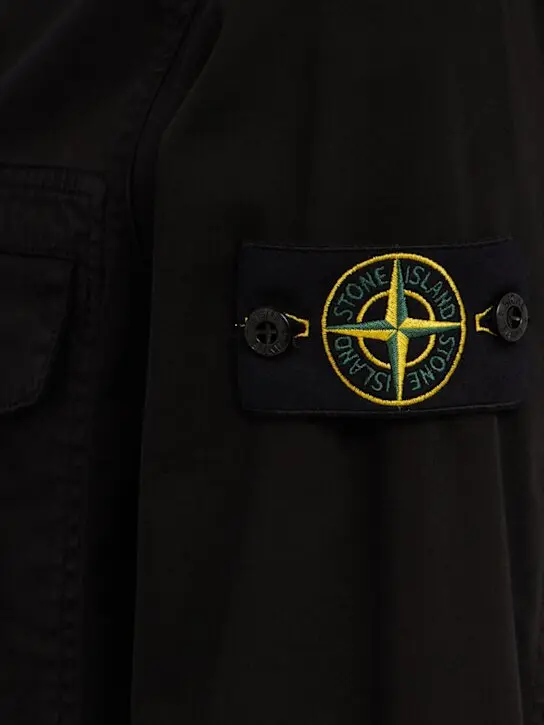 Stone Island Cotton Zip-up Shirt Jacket With Logo Patch