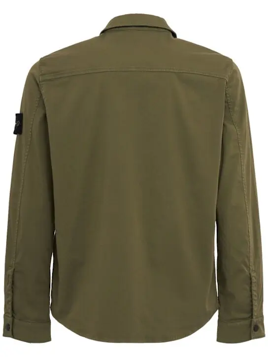 Stone Island Cotton Zip-up Shirt Jacket With Logo Patch