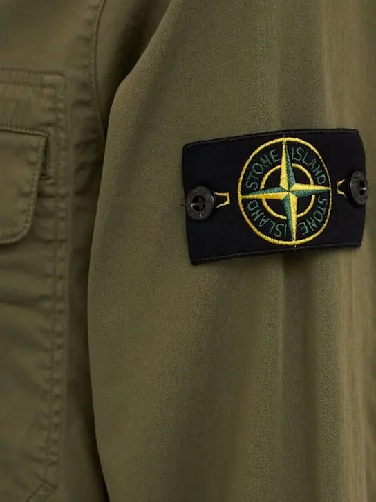 Stone Island Cotton Zip-up Shirt Jacket With Logo Patch