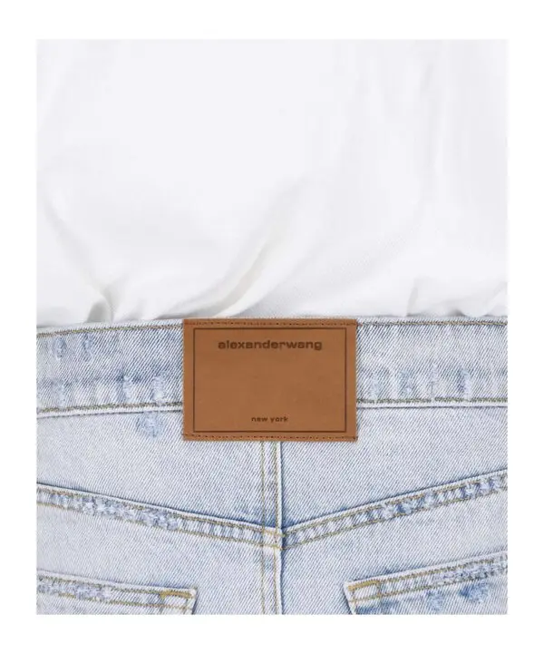 Alexander Wang Layered Effect Denim Polo Dress - White