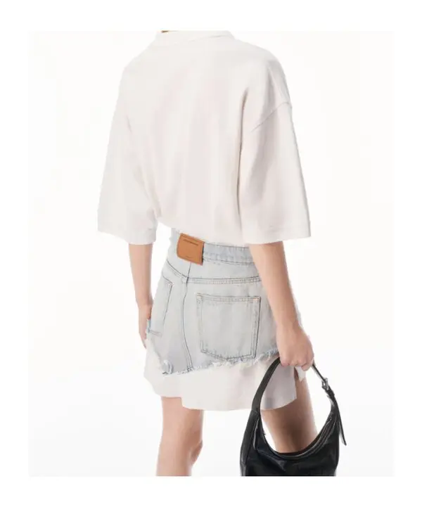Alexander Wang Layered Effect Denim Polo Dress - White