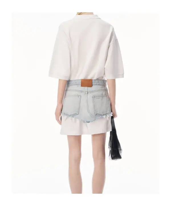 Alexander Wang Layered Effect Denim Polo Dress - White