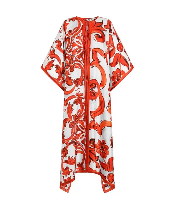 Dolce & Gabbana Majolica-print Twill Kaftan Dress - Red